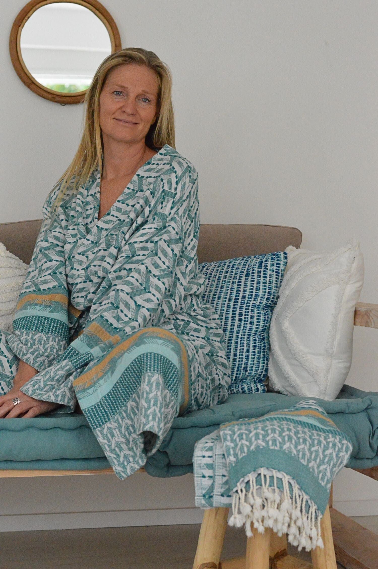 Dames badjas kimono badjas lang model - katoen en fairtrade ...